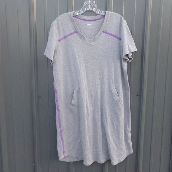 Blair | Dresses | Blair Gray With Purple Stripes Short Sleeve Tshirt ...